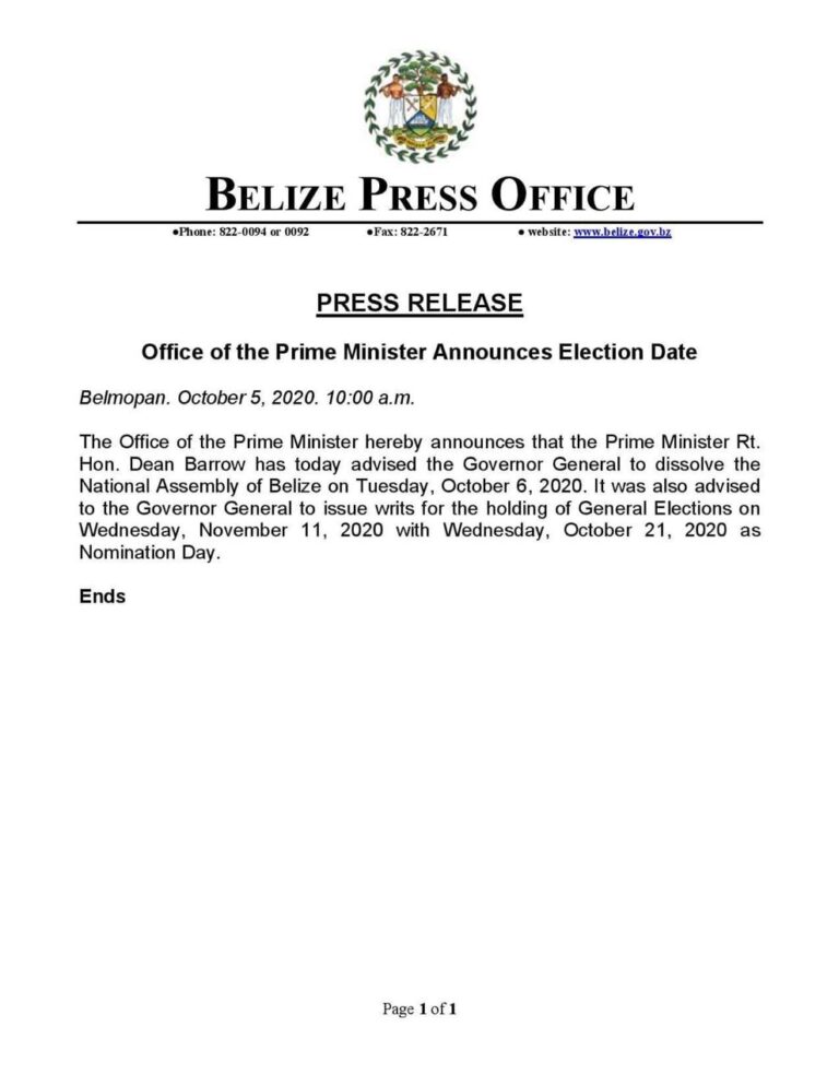 Belize Election Day Set! - MyBelize.Net